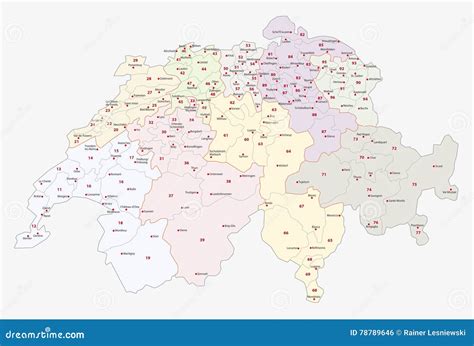 2 Digit Postcode Areas Switzerland Stock Vector Illustration Of Digit