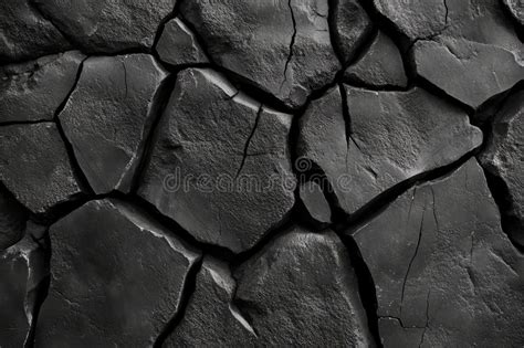 Rugged Volcanic Rock Texture Dark Black With Sharp Cracks And Porous Details Highlighting Its