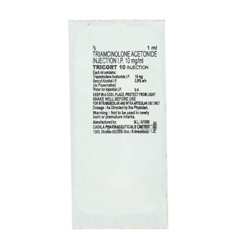 Tricort 10 Mg Injection 1 Uses Side Effects Price And Dosage Pharmeasy