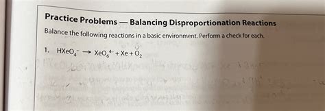 Solved Practice Problems ﻿balancing Disproportionation