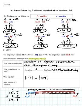 Adding And Subtracting Rational Numbers Practice Pages TPT