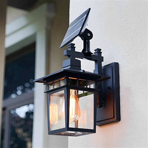 Solar Rustic Square Waterproof Outdoor Led Porch Wall Lamp Vintage Wall
