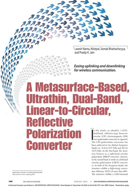 A Metasurface Based Ultrathin Dual Band Linear To Circular Reflective Polarization Converter