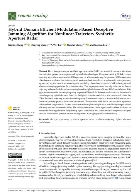 Pdf Hybrid Domain Efficient Modulation Based Deceptive Jamming