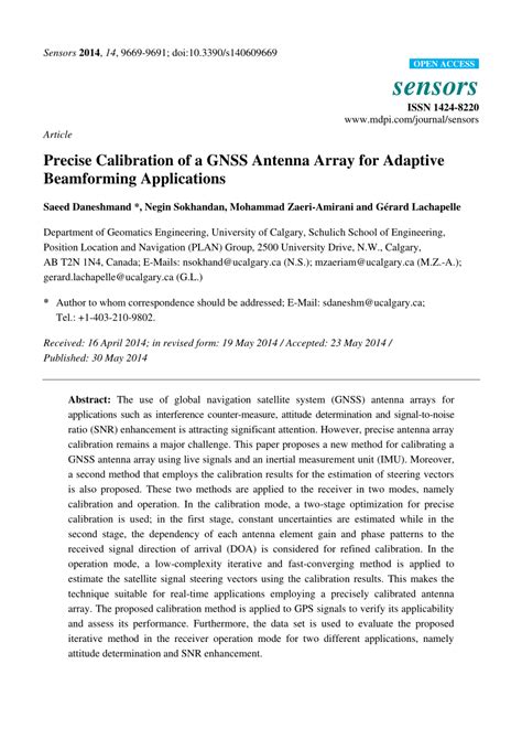 Pdf Precise Calibration Of A Gnss Antenna Array For Adaptive Beamforming Applications