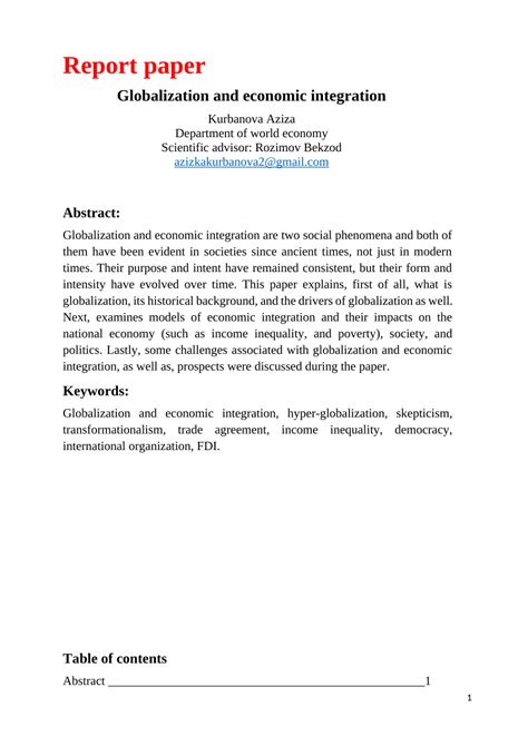Pdf Globalization And Economic Integration