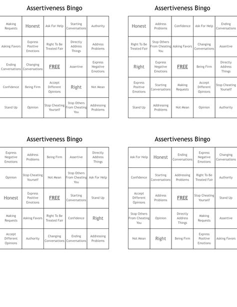 Assertiveness Bingo Wordmint