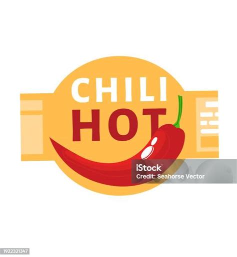 노란색 배경에 빨간 칠리 페퍼와 굵은 흰색 텍스트 Chili Hot 향신료 수준 개념과 매운 맛 디자인 레스토랑 메뉴와 매운 음식 벡터 일러스트 레이 션 개념에 대한 스톡