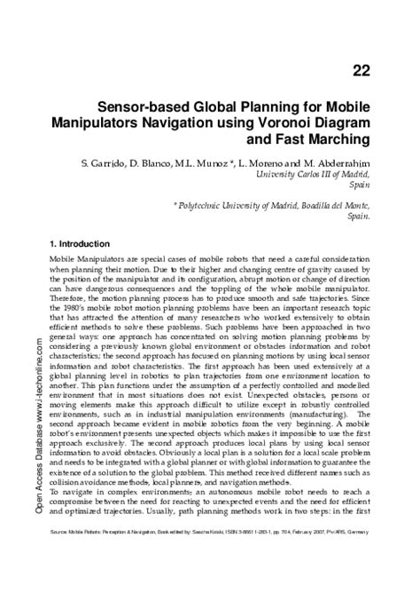 pdf sensor based global planning for mobile manipulators navigation