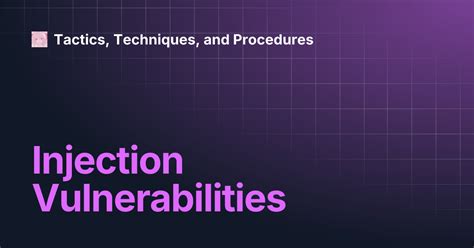 Injection Vulnerabilities Tactics Techniques And Procedures