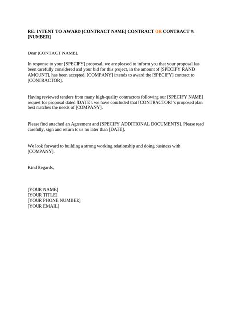 Awarding Contract Letter Pdf