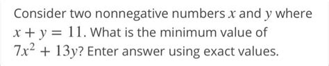 solved consider two nonnegative numbers x and y where x y