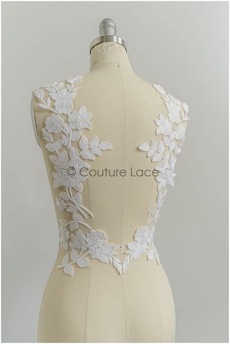 A21 204 Heavy Embroidered Floral Lace Applique For Bridal Dress Flower Lace Patches