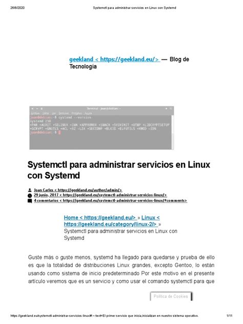 Systemctl Para Administrar Servicios En Linux Con Systemd Pdf Unix