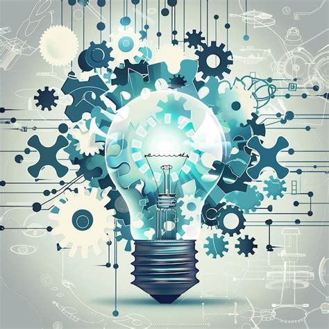 An Abstract Image Of A Lightbulb Surrounded By Gears And Puzzle Pieces
