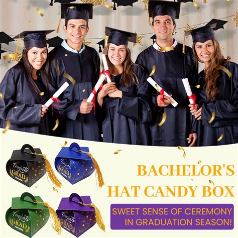 50pcs 2025 Graduation Candy Boxes Clearance Graduation Cap T Box