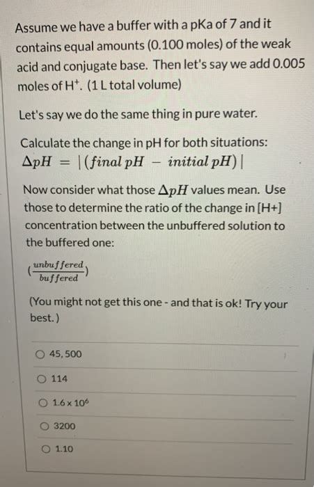 Solved Assume We Have A Buffer With A Pka Of 7 And It Chegg Com