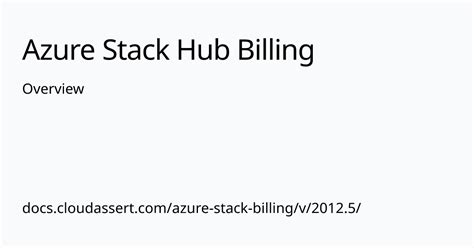 Overview 20125 Azure Stack Hub Billing