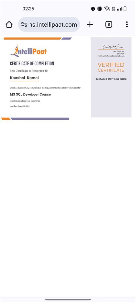 Kaushal Kamal On Linkedin I Am Happy To Announce That I Have Completed The Ms Sql Developer Course
