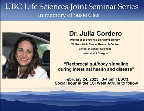 Lsi Joint Seminar Series With Dr Julia Cordero February 24 At 3pm Department Of Cellular