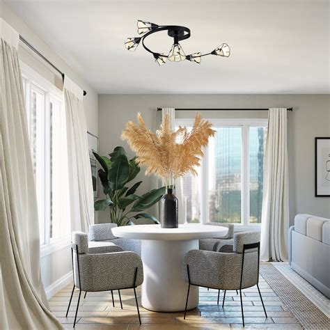 Aeyee Tiffany Ceiling Light Classy Stained Glass Flush Mount Ceiling