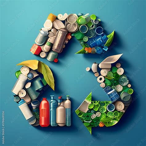 A Recycling Logo Made Up Of Various Recyclable Items Stock Illustration