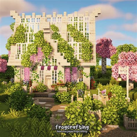 🌼aesthetic Spring Wisteria Greenhouse Build🌿 Minecraft Houses