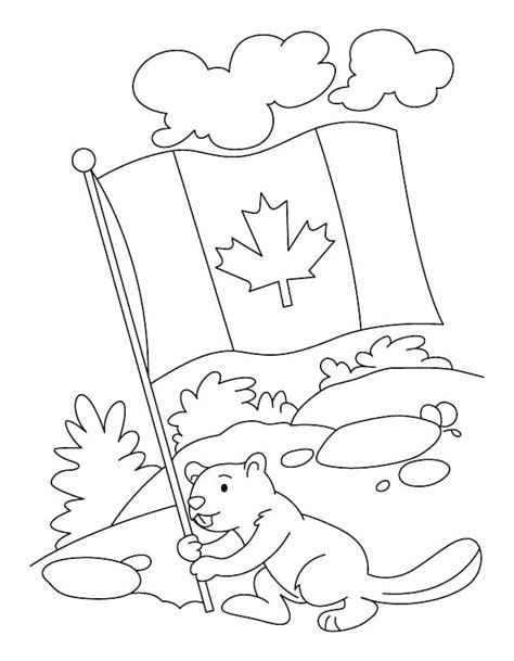 Flag Coloring Canadian Pages Print Sketch Coloring Page