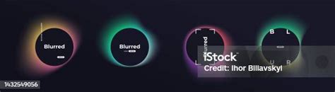 검은색 배경에 그라데이션이 격리된 원형 배너입니다 벡터 집합입니다 배너 브로셔 커버용 유체 생생한 그라데이션 추상적인 액체 모양 화려한 밝은 네온 템플릿 다이나믹한 부드러운