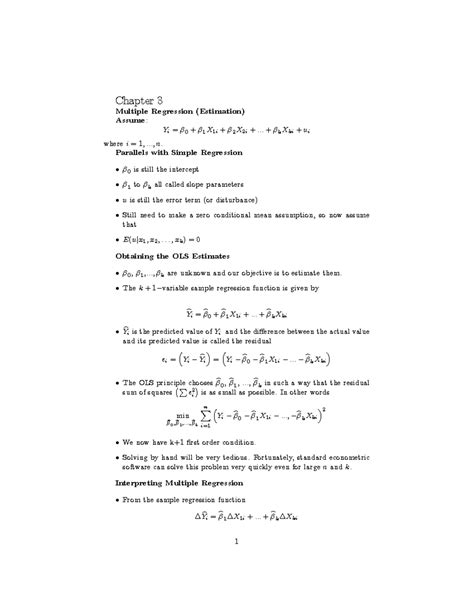 Chapter 3 Multiple Regression Analysis Estimation Metrics Lecture