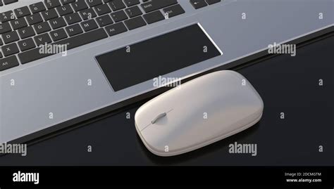 Computer Mouse And Laptop Touchpad On Black Color Background Closeup Technology Hardware