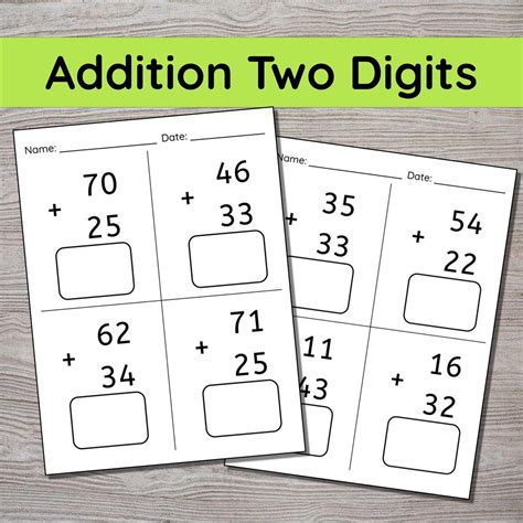 Printable Two Digit Addition No Regrouping Sums Large Print Grade 1 And 2 Homeschool Revision