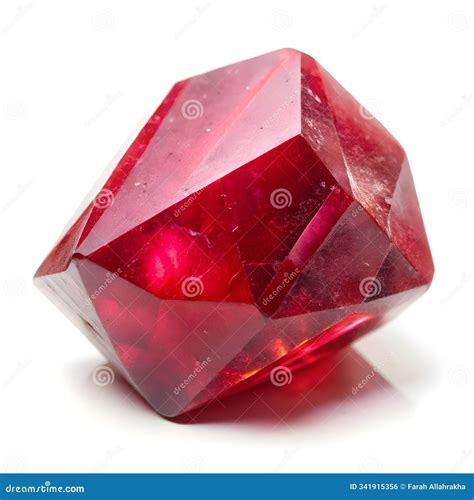 A Stunning Ruby Crystal Shines Vividly Against A White Background Stock Illustration