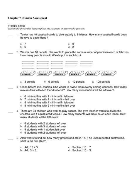 Division Test Interactive Worksheet