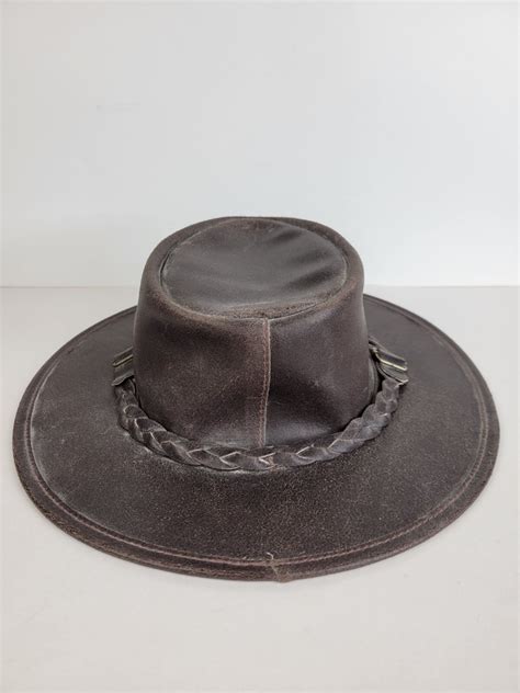 Overlander Jimy Black Leather Hat Made In Australia Mens Size Small Ebay