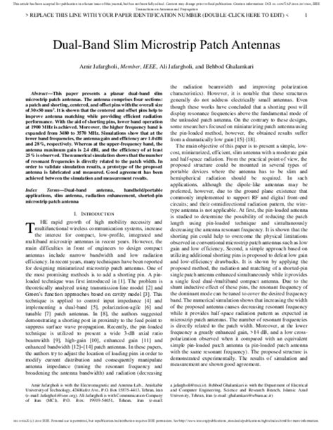 Pdf Dual Band Slim Microstrip Patch Antennas