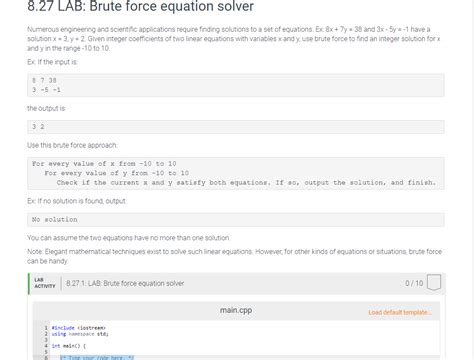 Solved Lab Brute Force Equation Solver Numerous Chegg