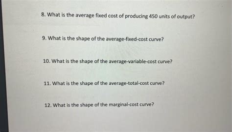 Solved Use The Following Table To Answer Questions Through Chegg