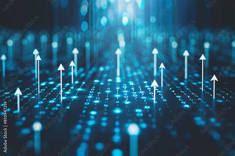 Abstract Background With Digital Data Symbols And Rising Arrows Visualizing Stock Exchange And