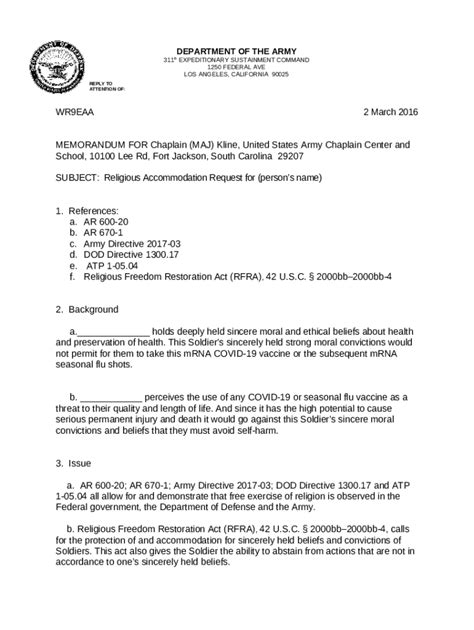 The Chaplain Corps Officially Opens The Institute For Religious Doc Template PdfFiller