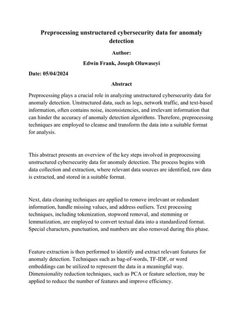 pdf preprocessing unstructured cybersecurity data for anomaly
