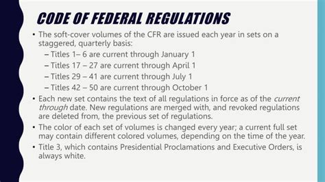 Code Of Federal Regulation Pptx