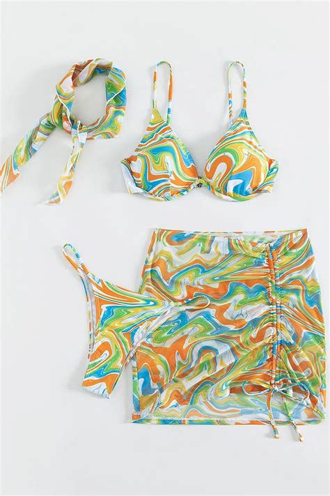 Wholesale Red Sexy Print Draw String Backless 3 Piece Sets Four Piece Sets K80836 2 Online