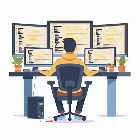 Modern Programmer Coding Flat Design Concept Premium Ai Generated Vector