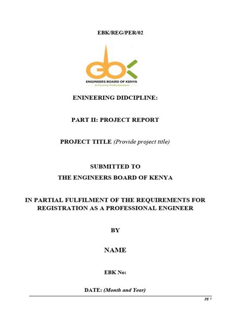 Part Ii Project Report Format For All Engieering Disciplines Pdf
