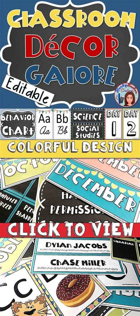 Colorful Classroom Decor Editable Classroom Decor Middle School