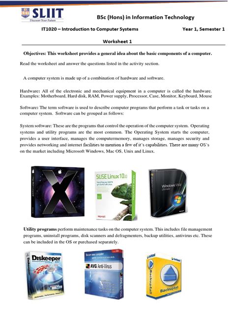 IT1020 - Worksheet 01 | PDF | Random Access Memory | Operating System