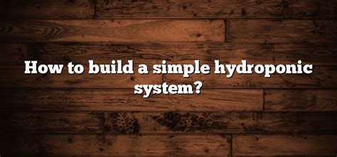 How To Build A Simple Hydroponic System Inter Culturalu