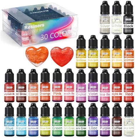 에폭시 수지용 수지 알코올 잉크 30가지 색상 고농축 알코올 기반