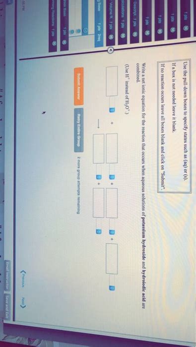 Solved Pts M Write A Net Ionic Equation For The Reaction Chegg